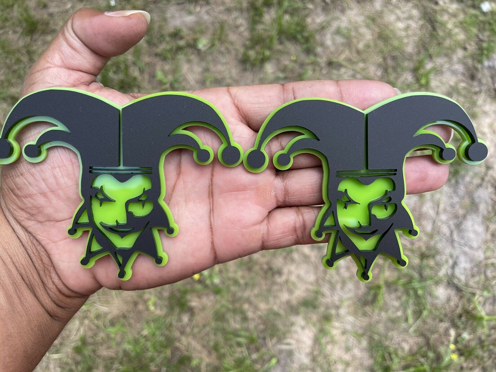 Evil Joker Emblem Badge Lime Green And Black New – badgeaddictz