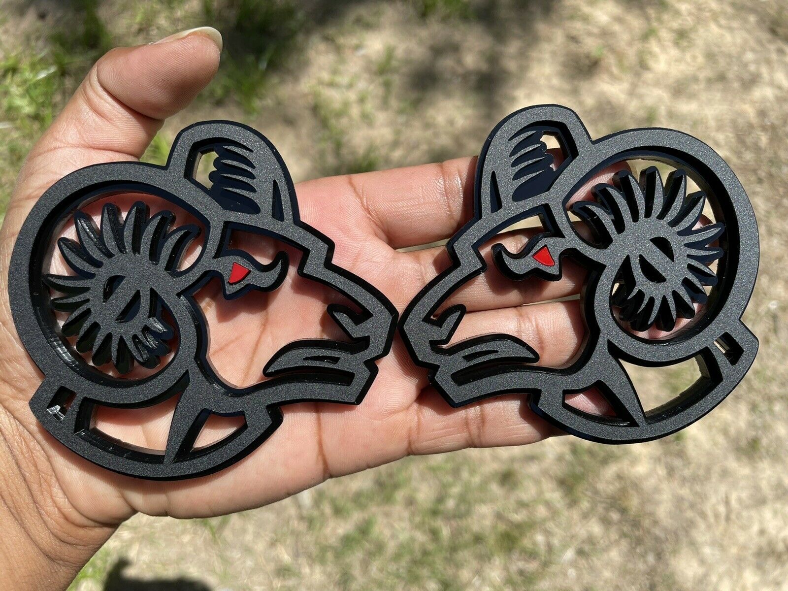 Ram Red Eye Emblem Badges Matte Black On Black New – badgeaddictz