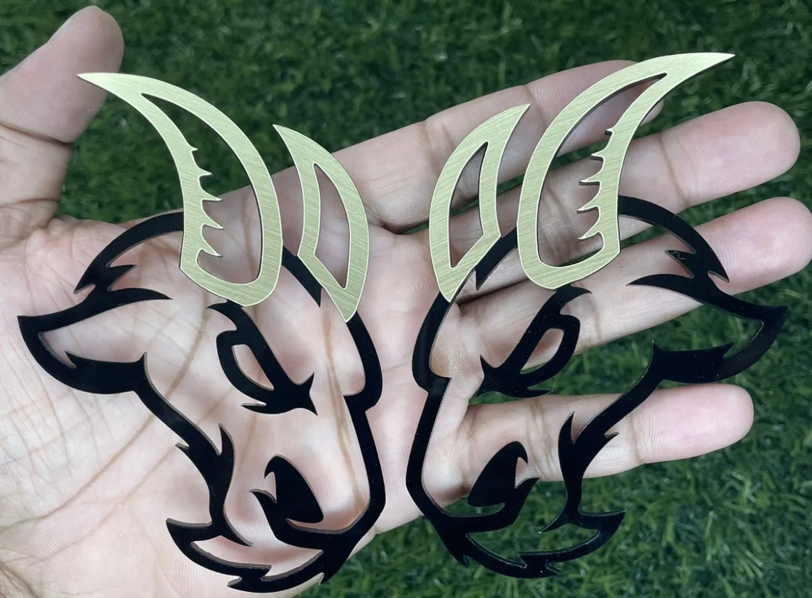 Angry Goat Emblem Badges With Real Metal Horns Badge Addictz Gold Meta ...